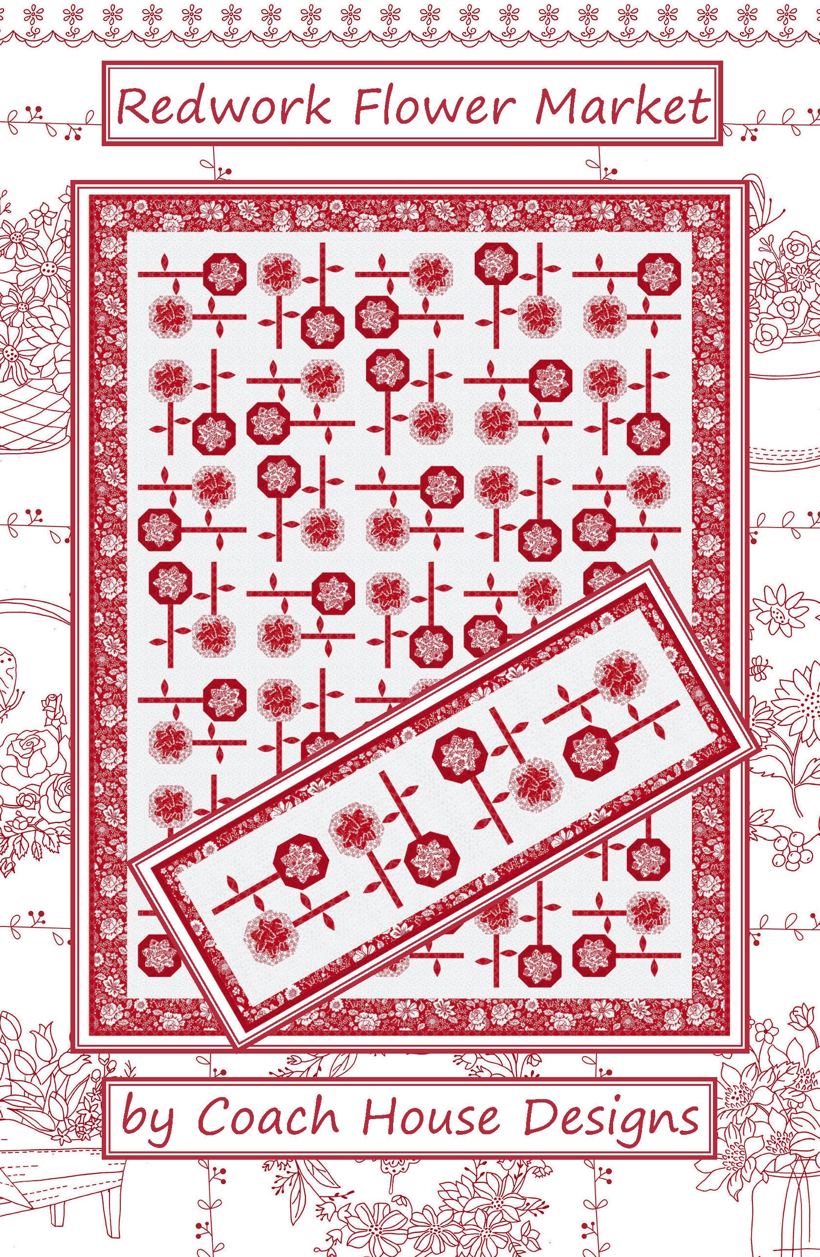 Redwork Flower Market Downloadable PDF Quilt Pattern – Coach House ...